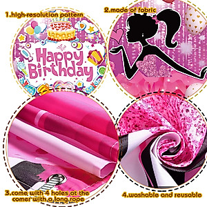 Princess Birthday Party Backdrop Photography Background Pink Party Banner for Girl Birthday Party Baby Shower Cake Table Decorations Happy Birthday Banner,71x45 inch
