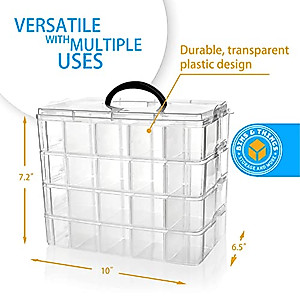 Bins & Things Stackable Storage Container with Clear, 4 -Tier 40 Comprt Large - Craft Storage / Craft Organizers and Storage - Bead Organizer Box / Art Supply Organizer - Ribbon Organizer and Sewing Box
