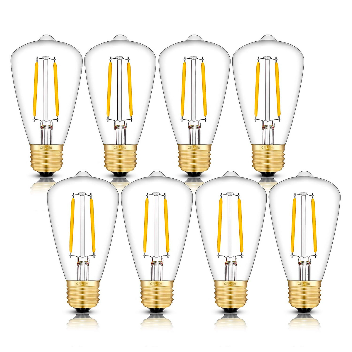 CRLight 2W LED Edison Bulb 30W Equivalent 300LM, 3000K Soft White E26 Vintage Edison Tiny ST48 / ST14 Clear Glass Dimmable LED Filament Light Bulbs, Pack of 8
