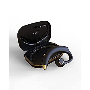 Mosonnytee Bluetooth Headset Open Ear Headphones Bluetooth earpiece Noise Cancelling Headphones with Microphones Bluetooth Headset for Cell Phones handfree Bluetooth Headset with 6-Hours Usage (Gold)