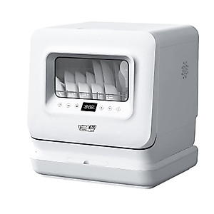 Think Gizmos Counter Top Dishwasher with Water Tank 7.5L - No Hookup Required. Compact Dishwasher with 5 Programmes, Drying Cycle, Touch Controls