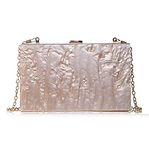 Women Acrylic Clutch Bag for Evening Party Crossbody Shoulder Bag for Special Event with Modern Classic Style Bag (Champagne)