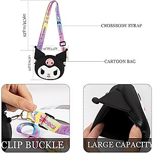 Uywgaun Women's Black Cartoon Kawaii Kid Handbag, 5.5 x 7.5 x 4 inches