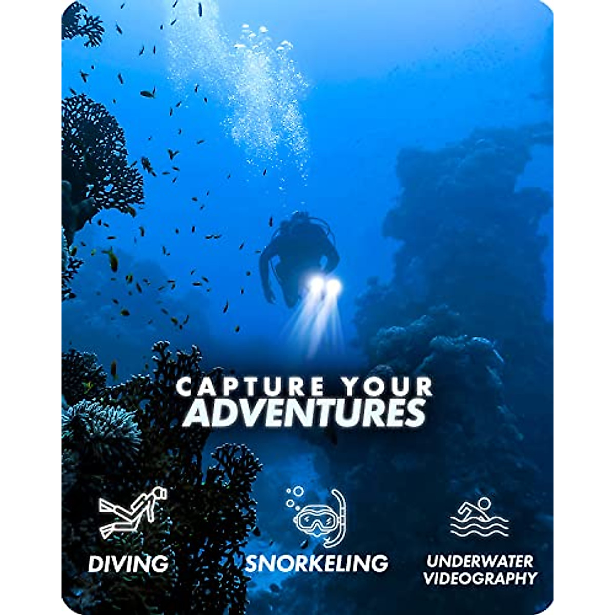 Movo DiveRig1 XL Diving Rig Bundle with Waterproof LED Lights - Compatible with GoPro Hero, HERO5, HERO6, HERO7, HERO8, HERO9, HERO10 and DJI Osmo Action Cam - Scuba Accessories for Underwater Camera