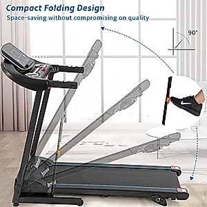 Merax Portable Treadmill for Home, 3.5HP Electric Motorized Running Machine with 10MPH Speed, Large Running Surface, 12 Programs, Speakers, Incline, LCD and Pulse Monitor for Running Walking (Black)