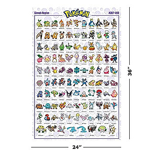 Pokemon - Manga/Anime TV Show Gaming Poster (Sinnoh-Region - Pokemons #387 - #493) (Size: 24" x 36")
