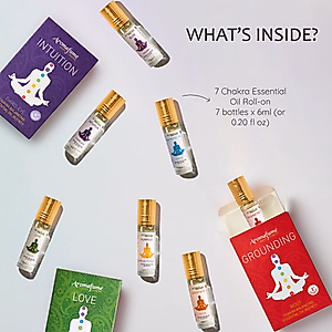 7 Chakra Essential Oil Roll-On Blend Gift Set by Aromafume | 7x 6ml/0.2 fl oz | Aromatherapy Oils for Meditation, Chakra Balance | Yoga & Reiki Gifts | Essential Oil Set for Plexus, Root Chakra & more