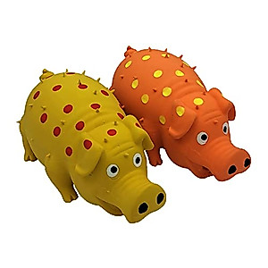 Hoiasem 2 Pack Latex Dog Squeaky Toys Polka Dot Piglet Pig Dog Toy for Small Medium Large Dogs