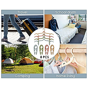 DS. DISTINCTIVE STYLE Foldable Hangers with Clips Set of 8 Travel Hangers with Clothesline for Camping