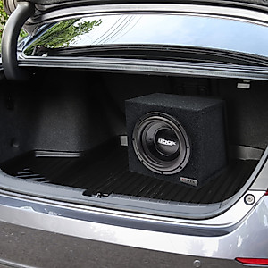 Atrend Bbox Single Sealed 12 Inch Subwoofer Enclosure - Car Subwoofer Boxes & Enclosures - Premium Subwoofer Box Improves Audio Quality, Sound & Bass - Red & Black Spring Terminals - Charcoal
