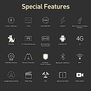 YULU E10 Car Radio Stereo for Ford Explorer 2013 to 2019 Android 10.0 T-Style Head Unit Navigation 12.1 Inch IPS Touchscreen Build in Wireless Carplay Bluetooth WiFi Support DSP Sirius