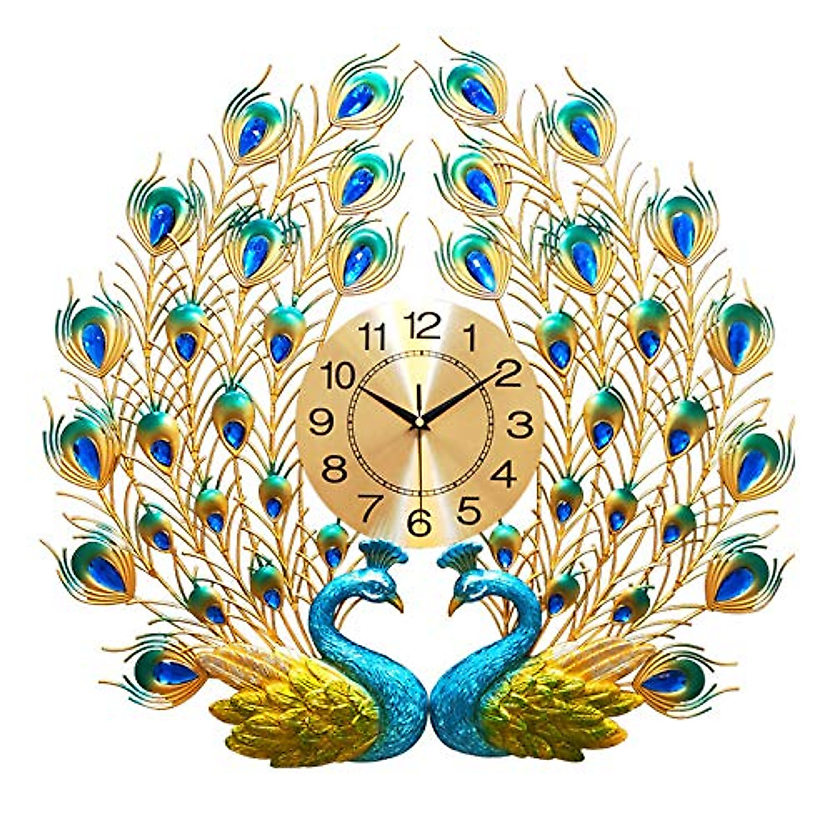 Wall Clock Peacock Wall Clock European Peacock Home Decor Wall Clock Living Room Mute Clock Watch Bedroom,Green