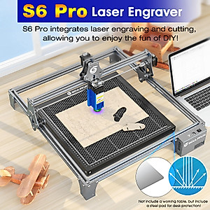 SCULPFUN S6 Pro Laser Engraver, 60W Laser Engraving Machine for Wood and Metal, Acrylic, 5.5W Output Power DIY Laser Cutter, Logo and Pattern Laser Marking Machine, Gifts for Him (S6 Pro Engraver)