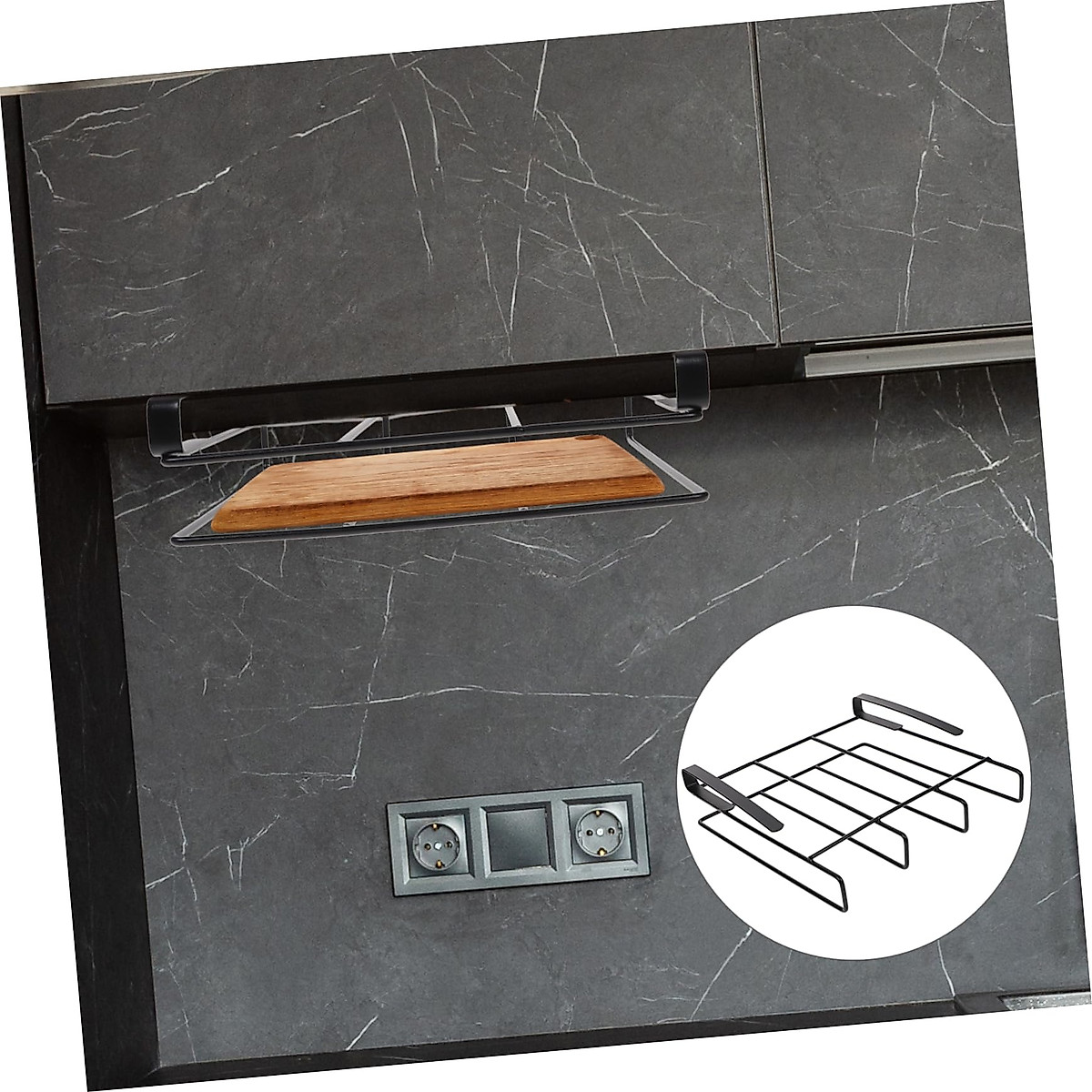 BESTonZON Stainless Steel Hanging Chopping Board Rack, Black, 20 in