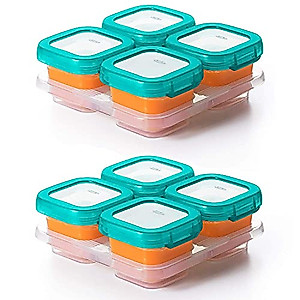 OXO Tot Baby Blocks Food Storage Containers, Teal, 4 Ounce - Set of 2