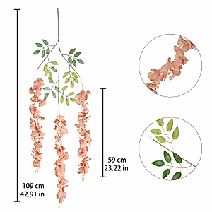 INSUNSIX Purple Wisteria Hanging Flowers, 6 Pack 3.6 Feet Fake Wisteria Garland Silk Wisteria Vine Flower for Wedding Party Garden Outdoor Home Decor (Purple)