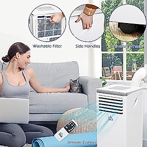 HOMCOM 8000 BTU Mobile Portable Air Conditioner for Home Office Cooling, Dehumidifier, and Ventilating, Portable AC Unit with Remote Control, 24H Timer, White