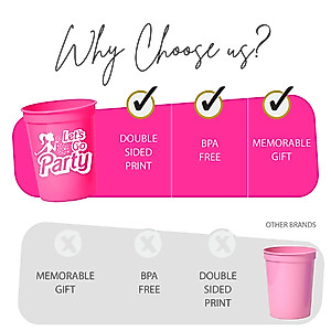 Let's Go Party Set of 12 Bachelorette Cups, 1 Bride Cup and 11 Let's Go Party Cups, 16 Oz Bachelorette Party Cups, Cowgirl Cups, Girls Trip Cups, Pink Reusable Cups, Girls Weekend Cups Girls Night Cup