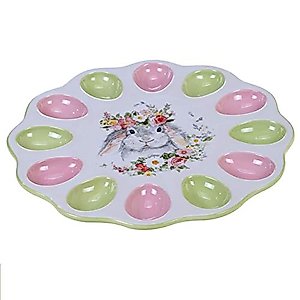 Certified International Sweet Bunny 3-D Egg Plate, 12.25" Diameter x 1", Multicolored