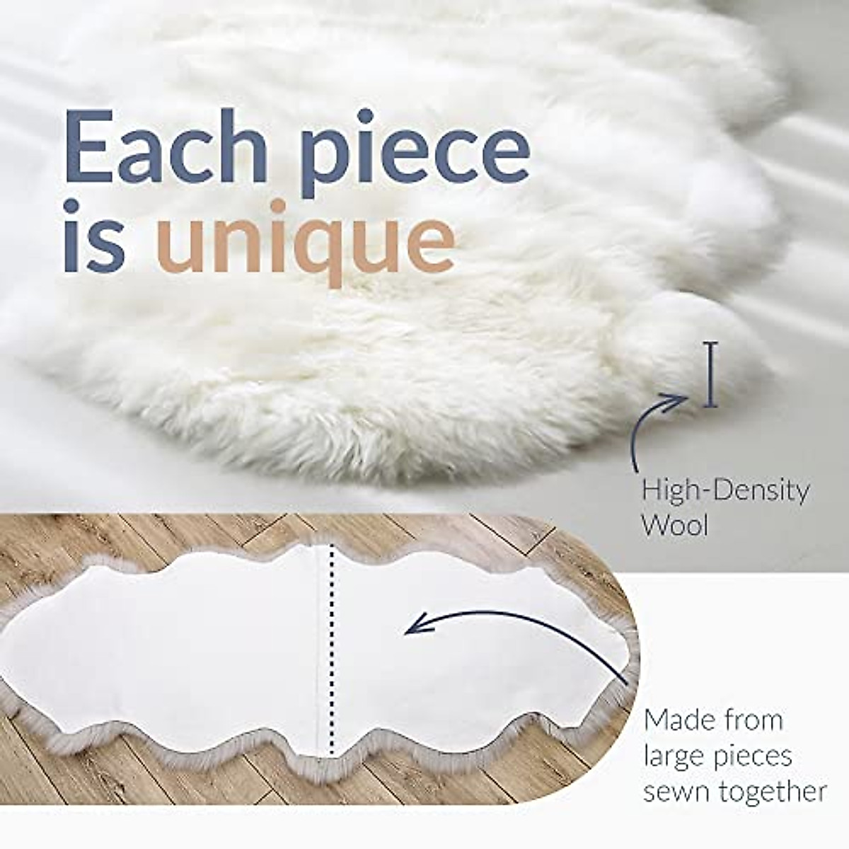 Sheepskin Ranch Real Long Wool Sheepskin Rug for Natural Home Decor, 3 x 2 Feet