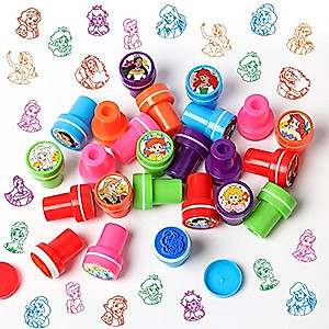 Princess Party Stamps for Kids, 24Pcs Assorted Self-Inking Stamps, Goodie Bag Stuffers,Birthday Party Favor for Kids, Teacher Stamps Reward Pinata Fillers Carnival Prizes
