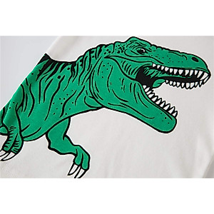 Akyzic Dinosaur Pajamas for Boys 100% Cotton Toddler T-Rex Pjs 2 Piece Jammies Short Sleeve Sleepwear Kids Summer Clothes Set Outfits Dino Pj Set 6t