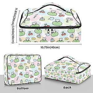 Kcldeci Insulated Thermal Food Carrier Insulated Casserole Carrier for Hot or Cold Food,Cute Face Frog Insulated Tote Bag for Potluck Cookouts Parties Picnic,Lasagna Lugger