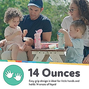 Nuby Thirsty Kids No Spill Flip-It Active Stainless Steel Travel Cup, 14 Oz, Ice Cream