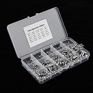 250Pcs M2-M10 Machine Screws Stainless Steel Hex Socket Round Pan Head Screws for Laptop/Keyboard/Phone/PC Fastener Repair Tool SCRW-228778