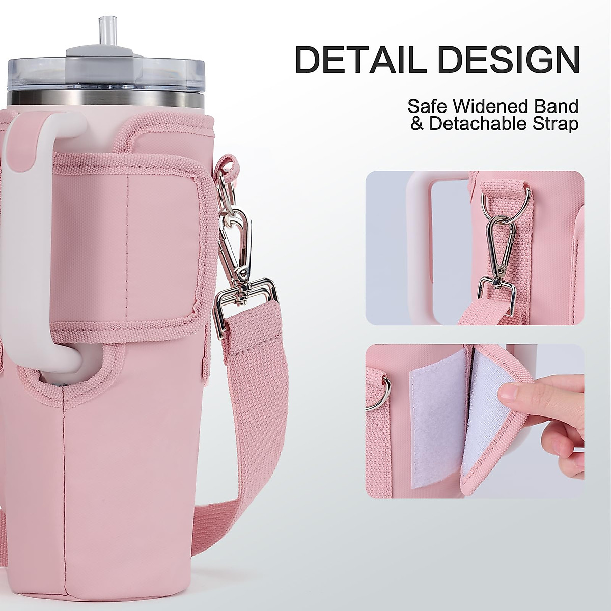 SUITMAT Cup Bag for Stanley Quencher Cup Tumbler, Water Bottle Holder with Large Pocket for Stanley Cup Accessories, Cup Pouch with Adjustable Strap, Fit for iPhone 14 Pro Max (Bag Only)