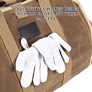 BHD Firewood Fireplace Carrier Logs Tote Holder 20 oz Waxed Canvas Sturdy Bag with Handles for Camping Indoor Outdoor Brown