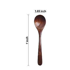 6 PCS Wooden Spoons for Eating 7 Inch Small Wood Teaspoons Perfect for Coffee Honey Tea Wooden Serving Table Spoons Set Serving Spoons for Soup Desserts & Cereal