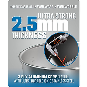 Dalstrong Sauce Pot - 3 Quart - The Oberon Series - 3-Ply Aluminum Core Cookware - Cooking Pot - Stock Pot - Premium Silver Pots and Pans - Dutch Oven Pot with Lid & Pot Protector