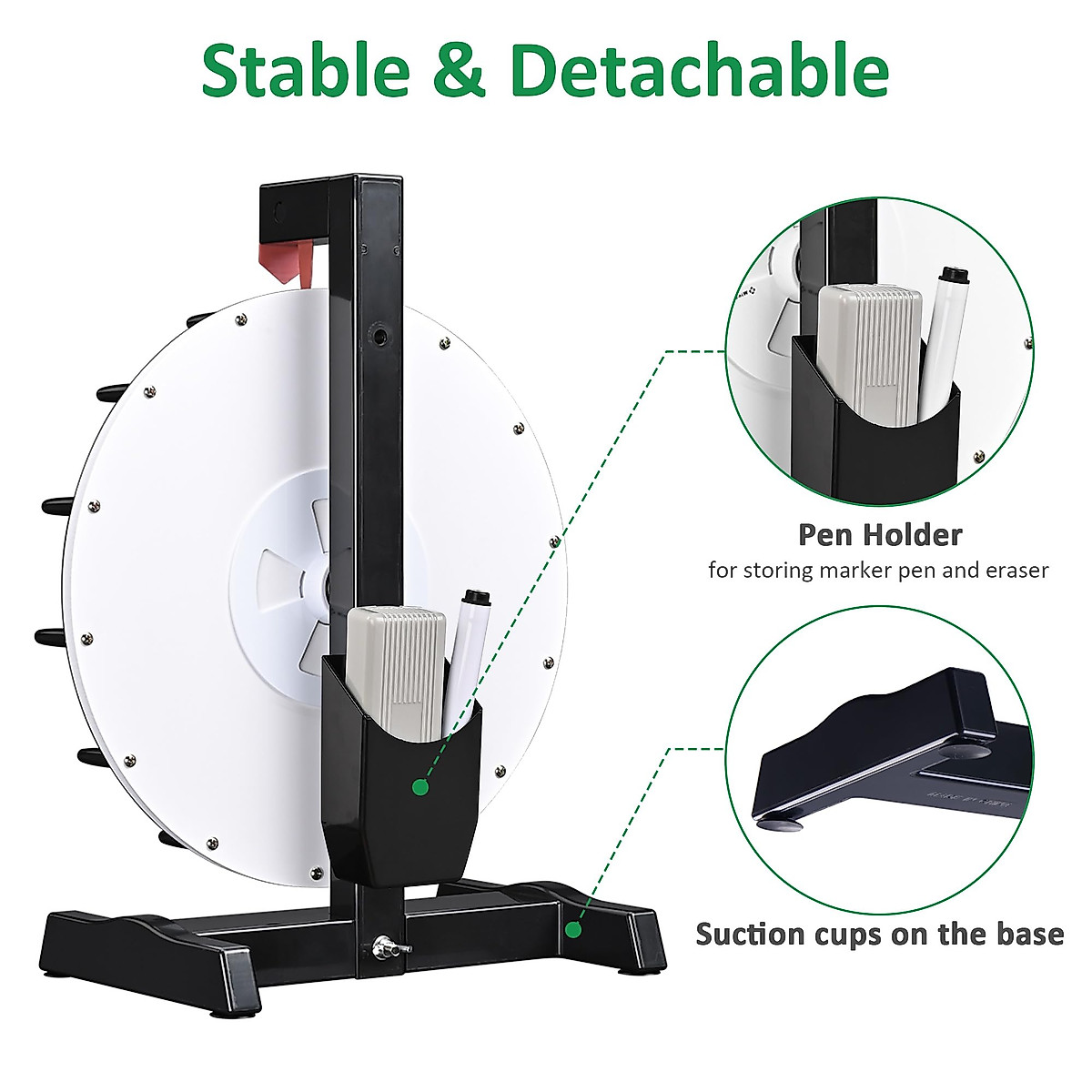 WinSpin 12" Color Prize Wheel Tabletop 14 Slots Heavy Duty Editable Spinning Wheel for Fortune Spinning Game Carnival & Tradeshow, Classic Series