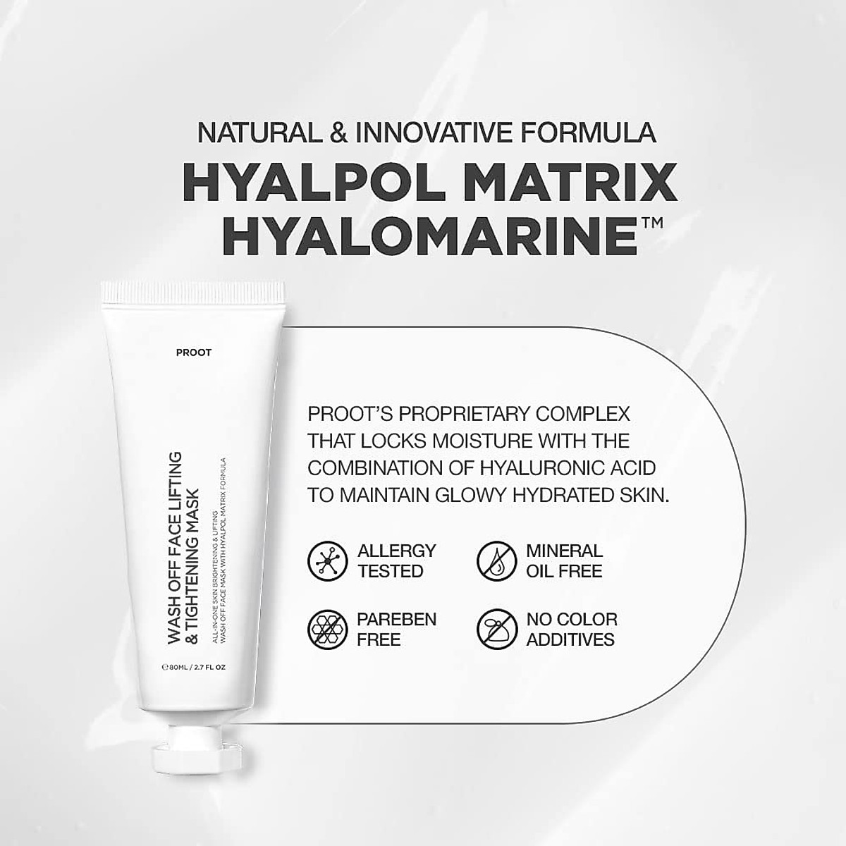 Skin Tightening All-In-One Wash Off Face Lifting Mask with Hyalpol Matrix Age-Defying Formula | Tube-Type, Long-Lasting Mask | Natural, Cruelty-free, Travel Friendly