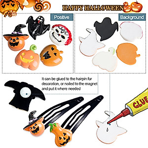 50PCS Halloween Slime Charms Kalolary Halloween Resin Flatback Charms Pumpkin Ghost Spider Skull Embellishments Ornaments Kawaii Halloween Buttons Miniatures for Craft Scrapbook Phone Case DIY Making