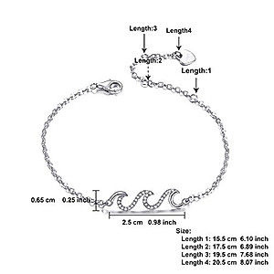 YZSFMZGE Ocean Beach Wave Anklet/Bracelet for Women 925 Sterling Silver Adjustable Cubic Zirconia Wave Ankle Large Bracelet Hypoallergenic Dainty Wave Jewelry Gift for Women Girls