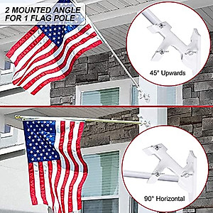 yacawa Flag Pole Kit for House with Holder Upgraded Tangle Free Flagpole Rings 5ft Stainless Steel Flagpole Wall Mounted American White Flagpole for Residential Garden Yard Truck with Bracket