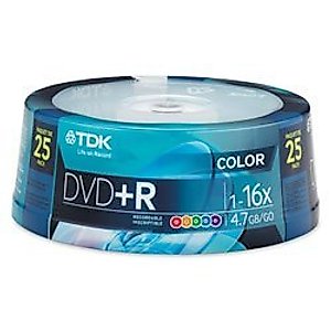 TDK DVD+R Color 25 pack Spindle