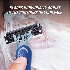 BIC Flex 3, Triple Blade Razor Blades for Men, with Moving Blade Heads for a Close and Soft Shave, Pack of 4