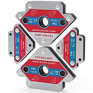 YESWELDER 25&50LB Welding Magnet-4 Pieces of Magnetic Welding Holder & Round Dual Sided Metal Sheet Guage & Metal Sheet Thickness Gauge 2pk Stainless Steel Wire Welding Gauge
