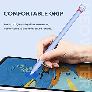 Meowster Case for Apple Pencil 1st Generation iPencil Case Soft Silicone Sleeve Cute Cat Design Holder Protective Cover Accessories Compatible with iPad Pencil 1st Gen (Black)