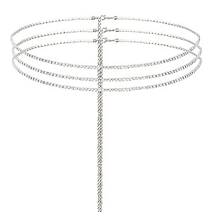 Jeweky Layered Rhinestone Waist Belly Chain Silver Crystal Body Jewelry Accessories for Women
