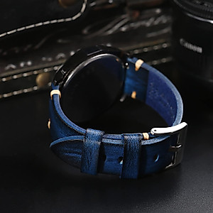 Berfine 20mm Retro Handmade Watch Band, Quick Release Vintage Leather Watch Strap Replacement,Blue