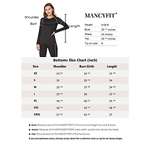 MANCYFIT Thermal Shirts for Women Fleece Lined Tops Long Sleeve Undershirts for Cold Weather Black and White Lines Medium