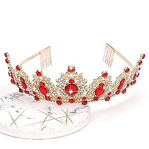 Chanaco Birthday Sash Princess Crown Birthday Girl Sash Tiaras for Women Red Rhinestones Headband Happy Birthday Decorations Birthday Party Supplies Gifts