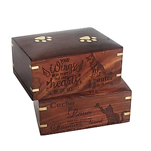 PERSONALIZED Engraved URN BOX | Handcrafted Rosewood Pet Urn for Dog Ashes | Urn Box for Pet Ashes | Brass Paw Urn Box for your loved ones (Urn Box)
