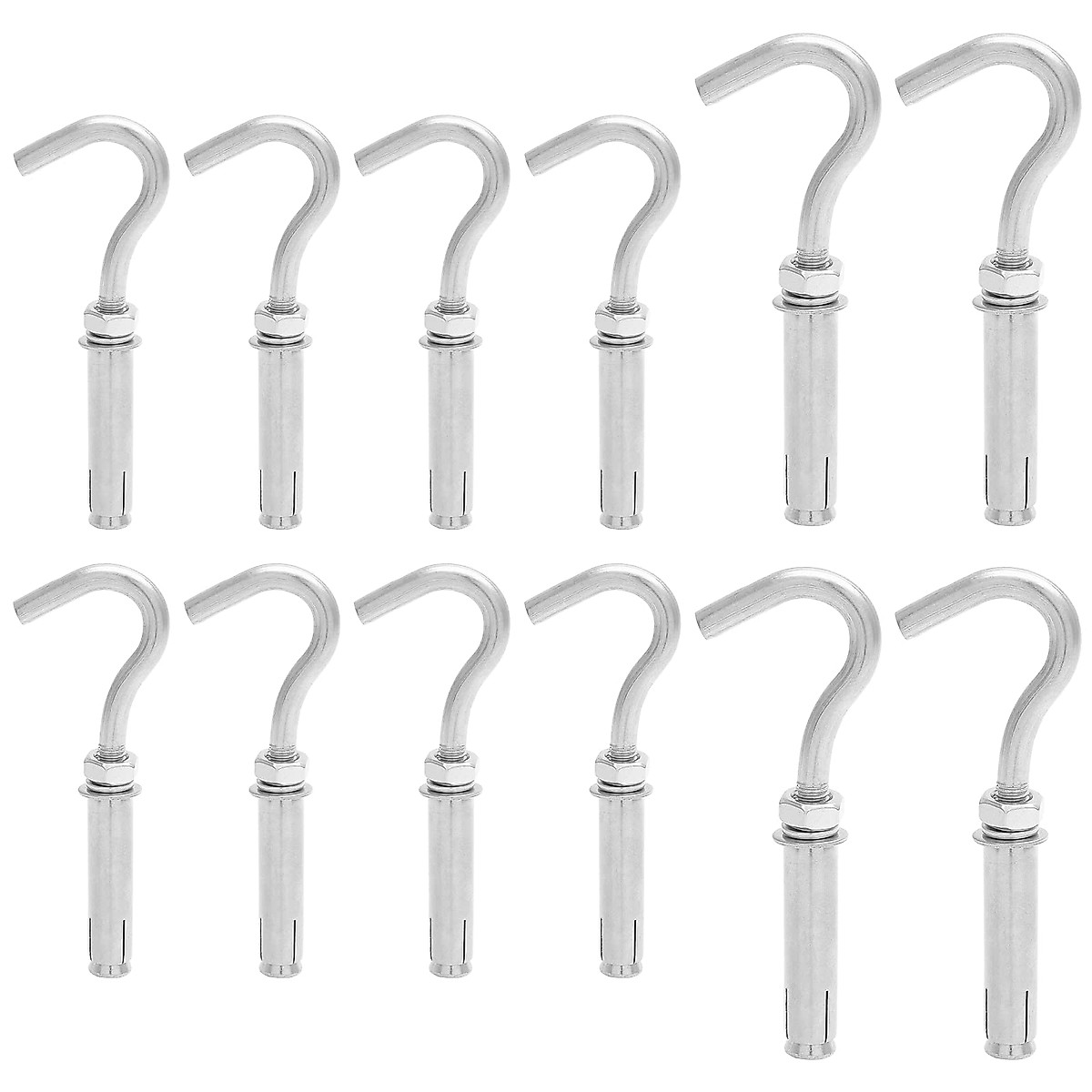 Biaungdo 12 Pack M6 M8 Open Cup Expansion Hook, Stainless Steel Concrete Wall Hook Heavy Duty Expansion Bolts for Wall Concrete Brick and Anchor