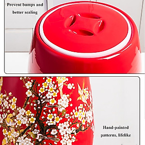 Classic Home Food Storage Porcelain Bottle Kitchen Sealed Jar With Lid Ceramic Rice Containe Ceramic Rice Cylinder With Lid Rice Storage Bins Ceramic Rice Bucket Rice Storage Box For Rice, Flour,Food(