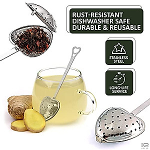 10Pcs Tea Strainers for Loose tea spoons - Heart Shaped Tea Filter Stainless Steel Tea Diffuser Fine Mesh Strainer Spoon Filter - Tea Infusers for Loose Tea Strainer Loose Leaf Tea Steeper Tea Party